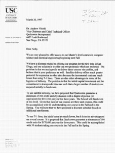 Letter, Leonard M. Silverman to Andrew J. Viterbi, March 26, 1997 ...
