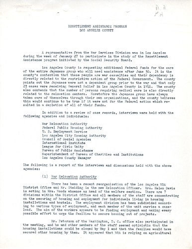 "Resettlement Assistance Program" — Calisphere