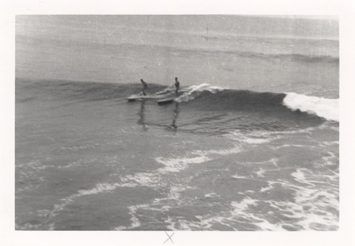Claude "Duke" Horan and E. J. Oshier at Cowell Beach — Calisphere