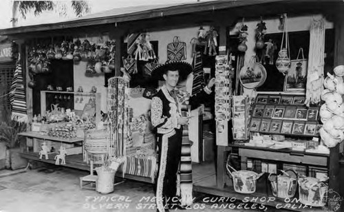 Print of a postcard showing Mario Valadez in Mexican dress standing in ...