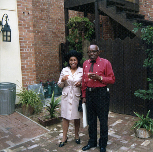 Captain Powell and Mrs. Powell at farewell party — Calisphere