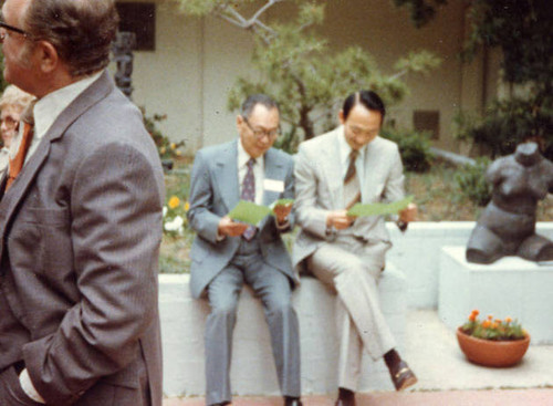 Two men reading at Steven House, UCLA — Calisphere
