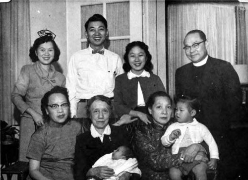 Family photo of nine (three generations) — Calisphere