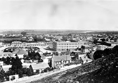 View of Plaza from Fort Moore Hill — Calisphere