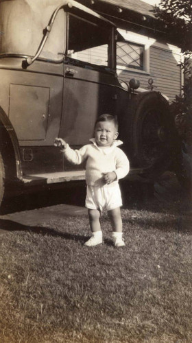 Photo of one year old Ronald Siu outside — Calisphere