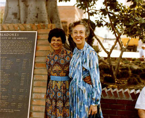 Founders Plaque with Miriam Matthews and Jean Bruce Poole standing to ...