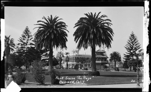 Park scene "The Plaza," Oxnard, Calif — Calisphere