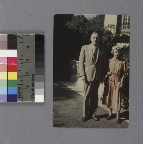 Edwin Powell Hubble and Grace Burke Hubble standing outside their home ...