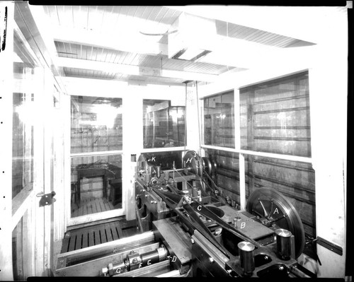 Ruling engine in a basement room of Mount Wilson Observatory's Pasadena ...