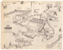 Pencil drawing of The Permanente Corporation cement operations — Calisphere