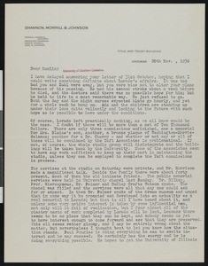Angus Roy Shannon, letter, 1936-11-20, to Hamlin Garland — Calisphere