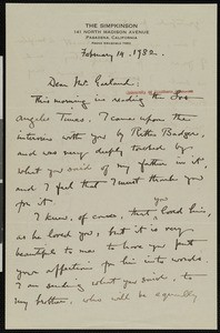 Mildred Howells, letter, 1932-02-14, to Hamlin Garland — Calisphere