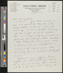 Ethel Lovejoy Wilson, letter, 1931-07-08, to Hamlin Garland — Calisphere