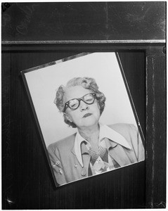 Ethel Milne Gilmore (copy picture), and morgue shot, 1953 — Calisphere