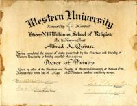 Alfred Kerruthers Quinn Doctor of Divinity from Western University ...
