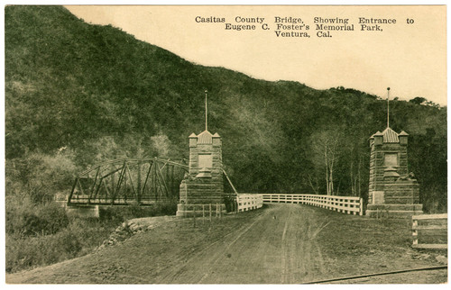 Casitas County Bridge, Showing Entrance To Eugene Foster's Memorial ...