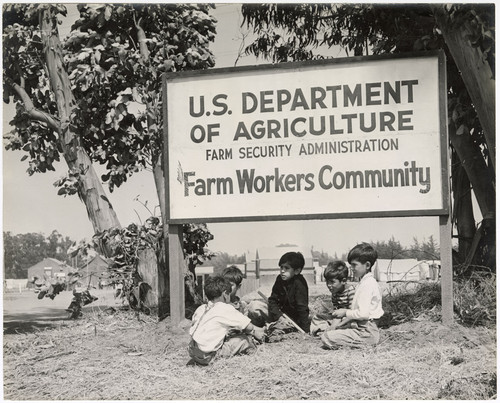 Children Under FSA Camp Sign, El Rio — Calisphere