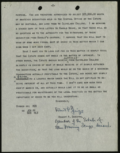Robert P. Scripp's Letter to Thomas L. Sidlo — Calisphere