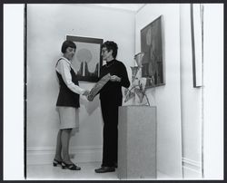 Florence Dixon and Peg Sibley at an unidentified art gallery, Santa ...