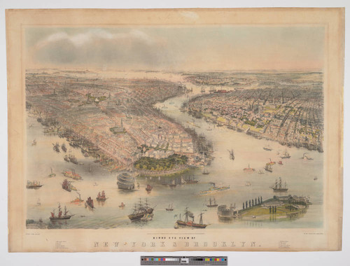 Birds eye view of New York & Brooklyn — Calisphere