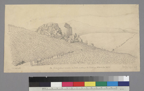 A singular rock on left, 2 days to Sierra Nevada Mountains — Calisphere