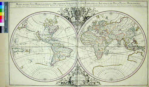 Mappe-monde=Geo-Hydrographique, ou Description Generale du Globe Terrestre et Aquatique en Deux ...
