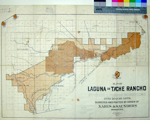 Map of Laguna de Tache Rancho : showing a portion subdivided into 20 ...