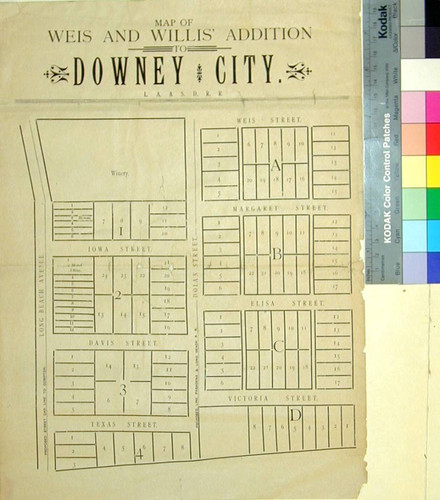 Map of Weis and Willis' Addition to Downey City — Calisphere