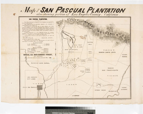 Map of the San Pasqual Plantation : also showing portion of Los Angeles ...