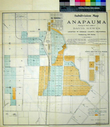 Subdivision Map of Anapauma showing the fruit lands of David Hewes ...