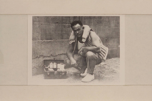 Russell G. Frazier. Ready for the River pose at his home at Bingham ...