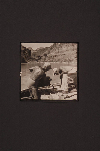Gassing the boats at Whitmore Wash. Marston at left and Masland at ...