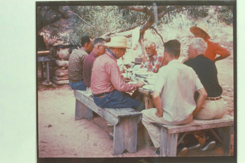 Trail party at camp in cave upstream from Rainbow Bridge: Tom Daly ...
