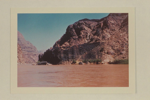 The lava cliff at the former Lava Cliff Rapid, Spencer Canyon — Calisphere
