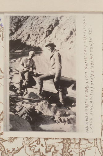 Emery Kolb posed with tools as though repairing the old punt at the ...