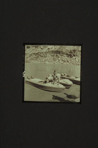 The boats moored at the campsite of 1954, June 05, the first night out ...