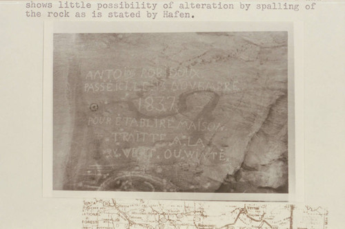 Antoine Robidoux inscription on the Book Cliffs at the mouth of ...