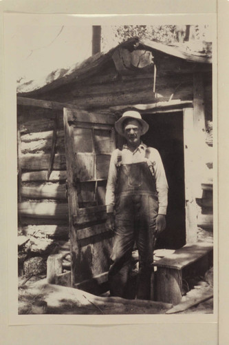 Bert Loper at door of his cabin. Red Canyon in Glen Canyon — Calisphere