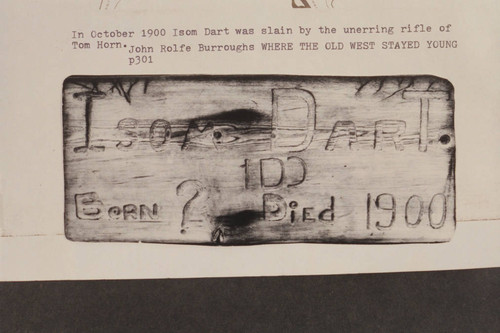 Isom Dart grave marker on Cold Spring Mountain near Browns Park ...