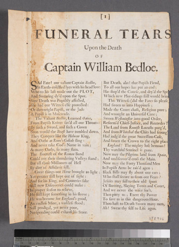 Funeral tears upon the death of Captain William Bedloe — Calisphere
