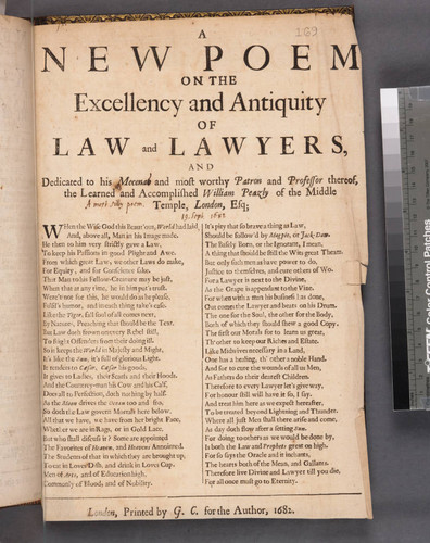 A nevv poem on the excellency and antiquity of law and lawyers, and ...