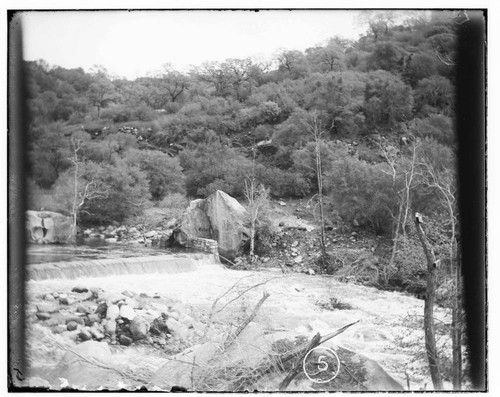 Dam at intake of Kaweah #2 Hydro Plant on Kaweah River. March 1904. For ...