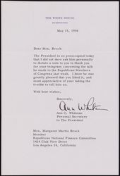 1958 May 15- Ann Whitman (Personal Secretary to the President) to ...