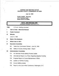 Agenda and meeting notice--Sonoma County Commission on AIDS, July 12 ...
