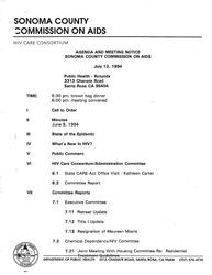 Agenda and meeting notice--Sonoma County Commission on AIDS, July 13 ...
