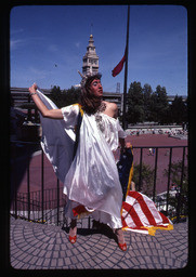 Gilbert Baker in drag, Ferry Building — Calisphere