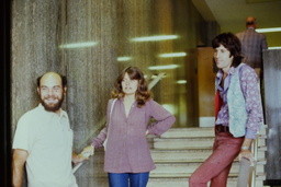 Lou [Galetti] Jan [Besser] and Kim [Hick] om Stairs — Calisphere