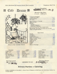 Cafe Denise menu — Calisphere