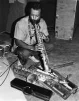 Billy Harris playing soprano saxophone, 1980 [descriptive] — Calisphere