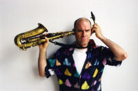 Richard Tabnik with saxophone in New York, 2003 [descriptive] — Calisphere